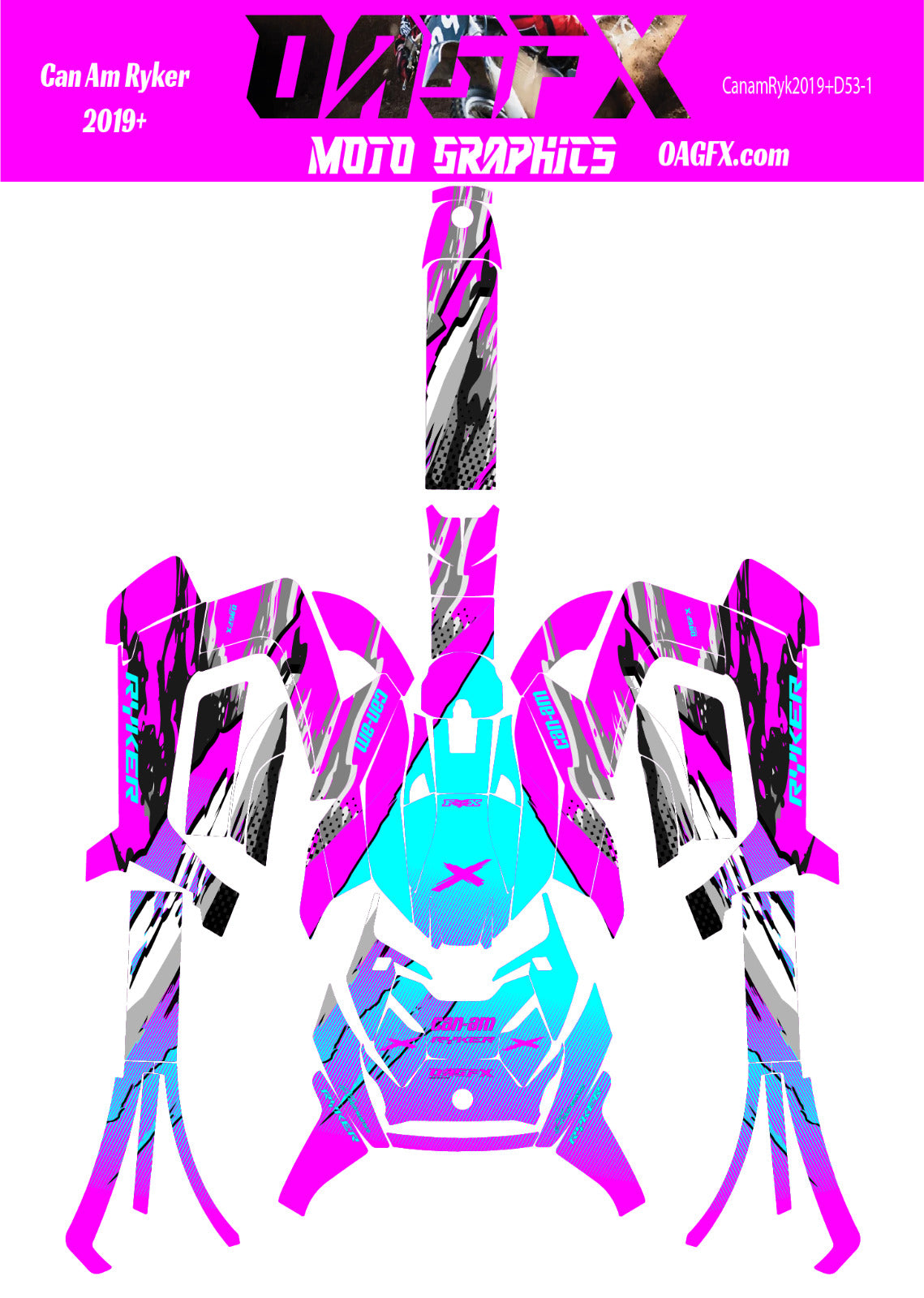 2019 - 2025 Can Am Ryker Graphics Kit Pro Edition D53-1 Wild OAGFX Rac