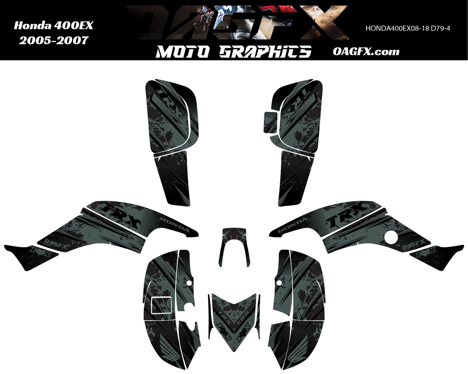 2005-2007 Honda TRX 400 EX Graphics Kit - Pro Ed D79-4 Stealth – OAGFX