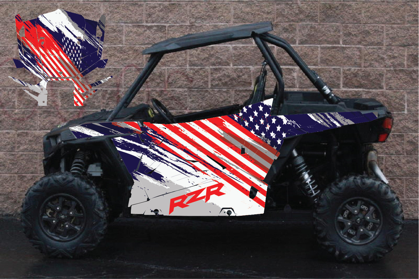 2014 - 2018 Polaris RZR XP 1000 Graphics Kit D38-1 American Flag – OAGFX
